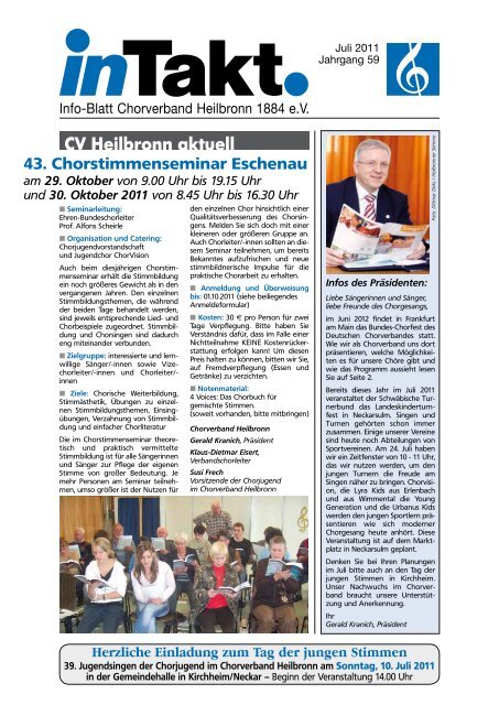 InTakt Ausgabe Juli 2011 - Chorverband Heilbronn