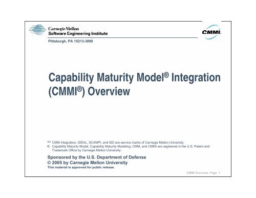Capability Maturity Model Integration (CMMI) Overview