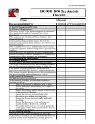 ISO 9001:2000 Gap Analysis CHECKLIST QCB Inc., Edmonton ...