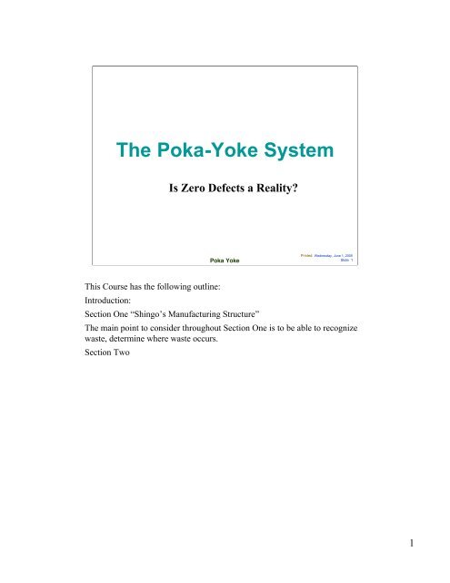 The Poka-Yoke System