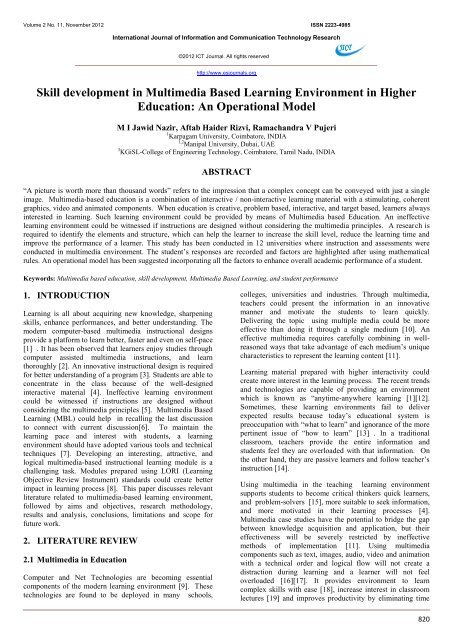Journal of Technology Skill development in Multimedia Based ...