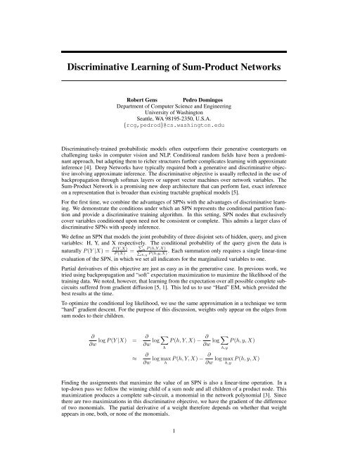 Discriminative Learning Of Sum Product Networks