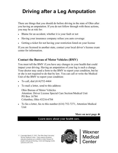 Amputee Education Handouts Lower Extremity Amputation Protocol: A