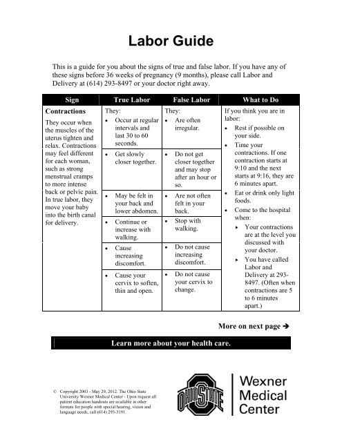 Labor Guide - Patient Education Home