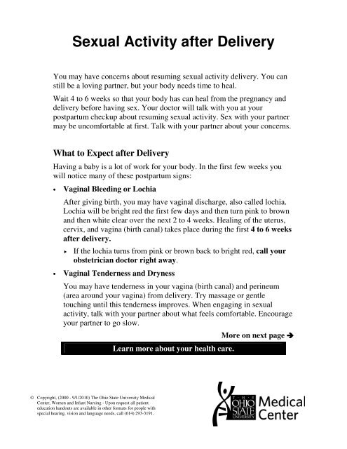 Sexual Activity After Delivery Patient Education Home