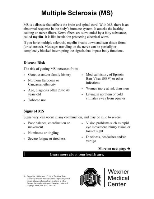 Multiple Sclerosis (MS) - Patient Education Home