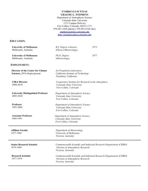 CURRICULUM VITAE - Science - NASA