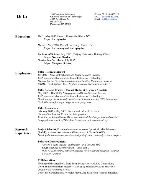 Di Li - Science - NASA