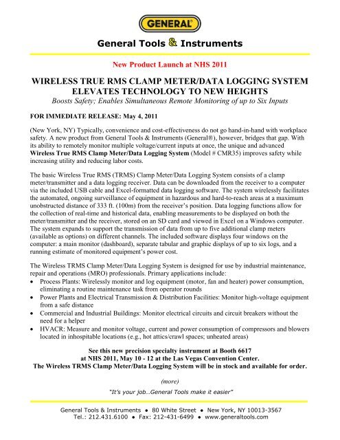 wireless true rms clamp meter/data logging system elevates ...