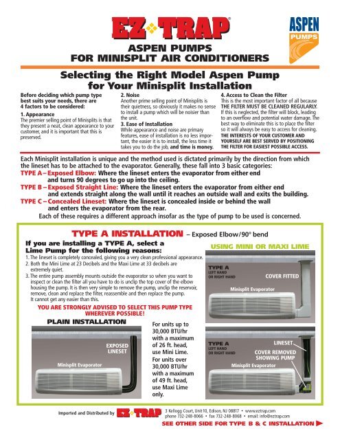 ASPEN PUMPS FOR MINISPLIT AIR CONDITIONERS ... - Panasonic
