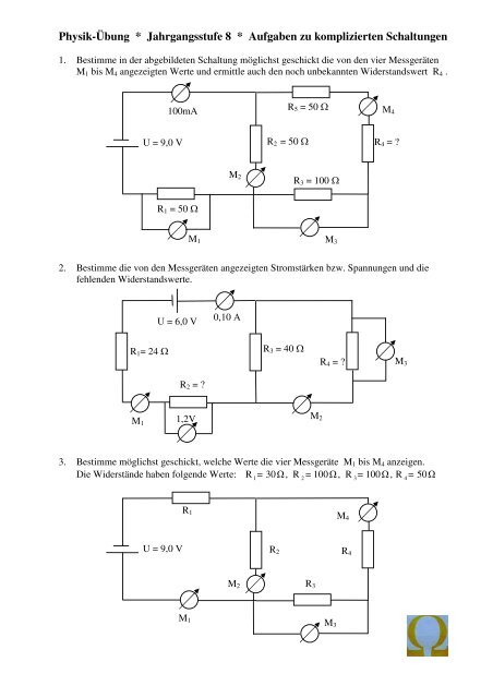 Spannung und Stromstärke in komplizierten Schaltungen
