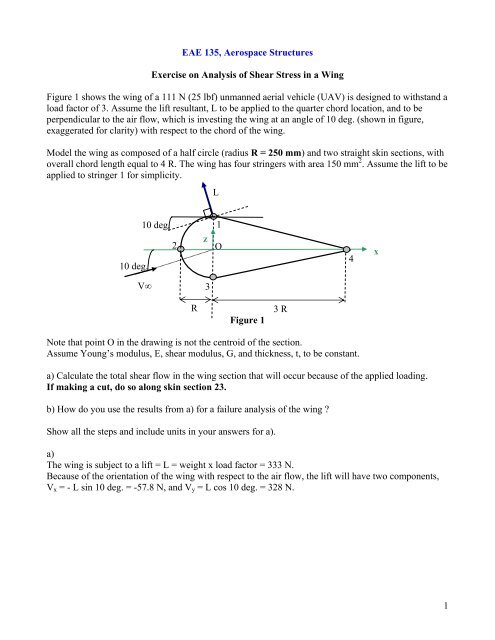 1 EAE 135, Aerospace Structures Exercise on Analysis of Shear ...