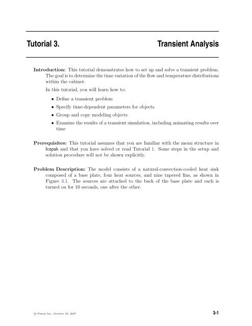 Tutorial 3. Transient Analysis Tutorial 3. Transient Analysis