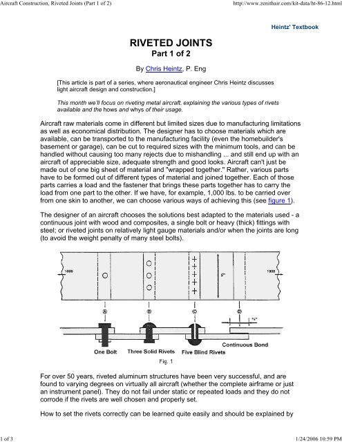 Aircraft Construction, Riveted Joints (Part 1 of 2)
