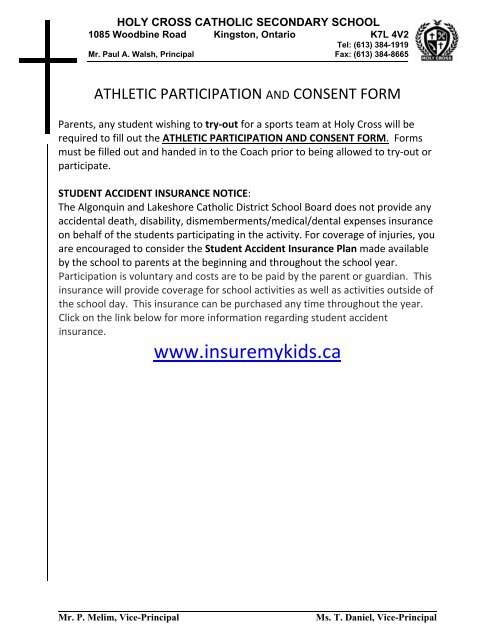 Athletic Participation and Consent Form - Algonquin and Lakeshore ...