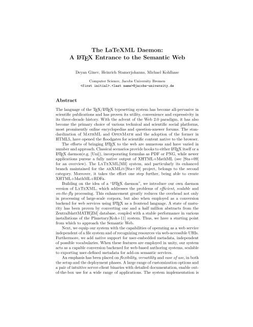 The LaTeXML Daemon: A LATEX Entrance to the Semantic Web