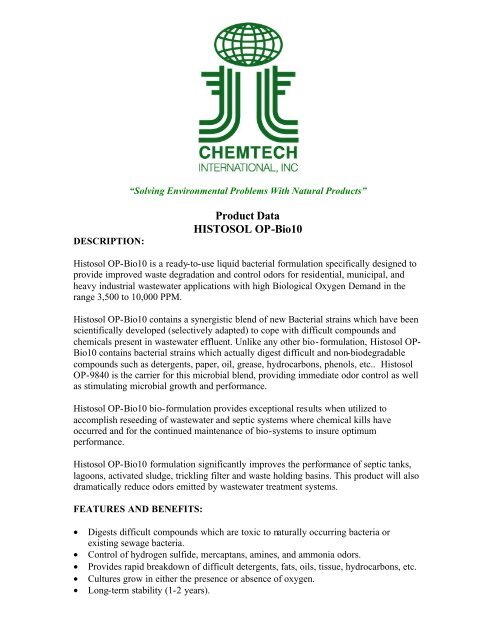 Product Data HISTOSOL OP-Bio10 - Chemtech International Inc