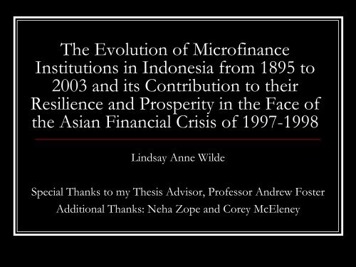The Evolution of Microfinance Institutions in Indonesia from 1895 to ...