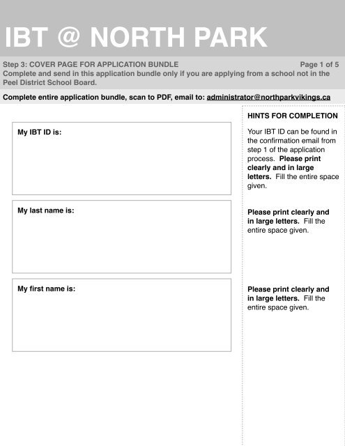 Step 3 - Application Bundle - North Park Secondary School