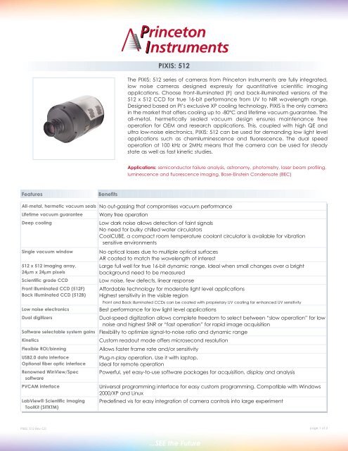 Princeton Instruments PIXIS 512 datasheet
