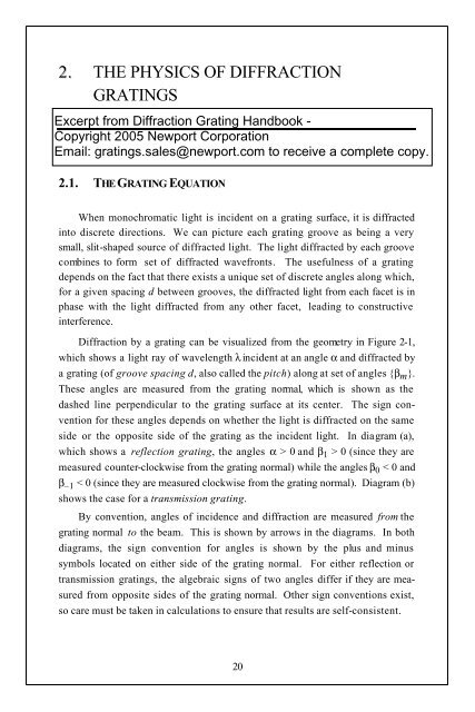 Diffraction Grating Handbook Diffraction Grating Handbook