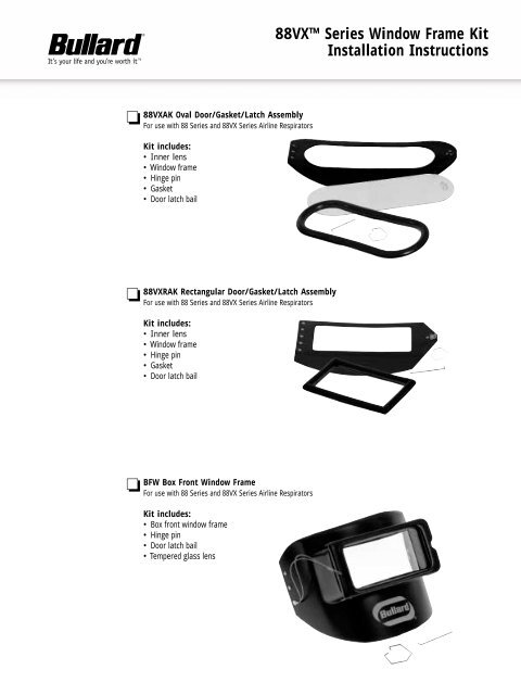 88VX™ Series Window Frame Kit Installation Instructions - Bullard