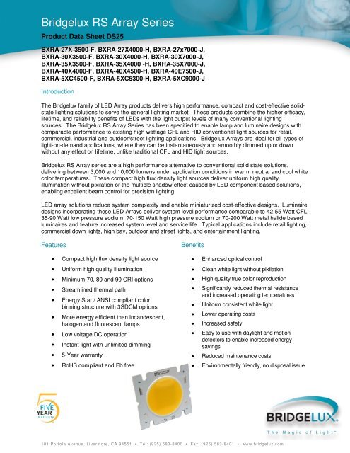 DS25 RS Array Data Sheet DS25 120312 - Bridgelux