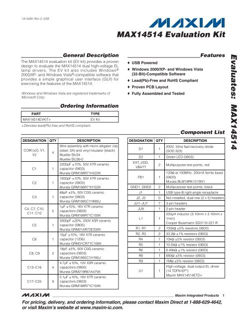 MAX14514 Evaluation Kit - Maxim