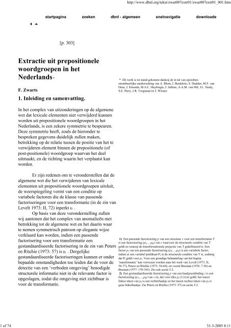 Extractie uit prepositionele woordgroepen in het Nederlands*