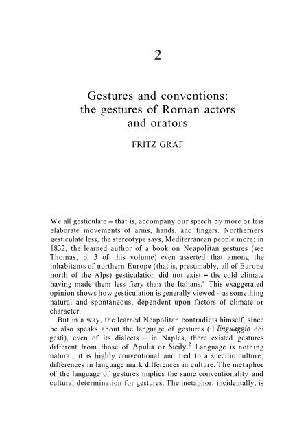 the gestures of Roman actors and orators - Keur der Wetenschap