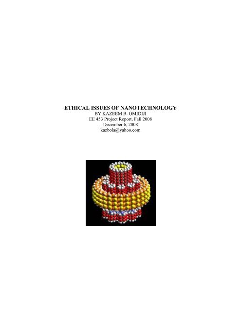 ETHICAL ISSUES OF NANOTECHNOLOGY