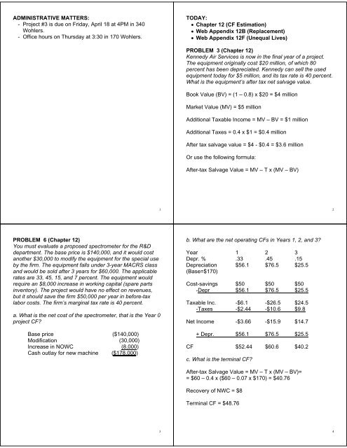 ADMINISTRATIVE MATTERS: - Project #3 is due on Friday, April 18 ...