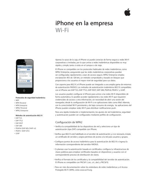 iPhone en la empresa Wi-Fi - Apple