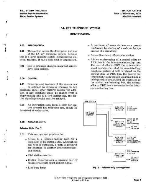 6A KEY TELEPHONE SYSTEM