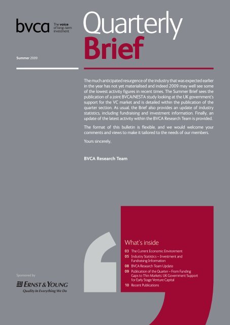 What's inside - BVCA admin