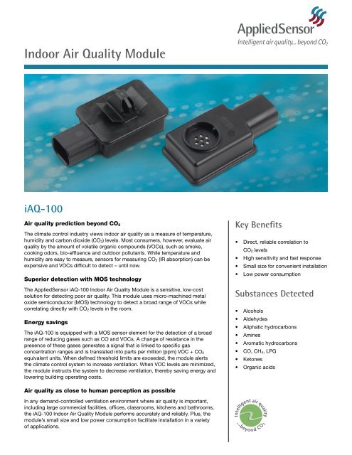 iAQ-100 Indoor Air Quality Module Features - AppliedSensor