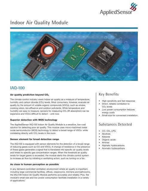Indoor Air Quality Module IAQ-100 - AppliedSensor