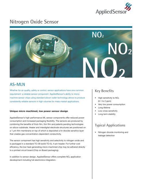 Nitrogen Oxide Sensor Features - AppliedSensor