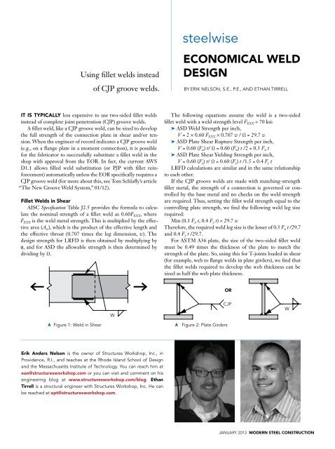 Economical Weld Design - Modern Steel Construction