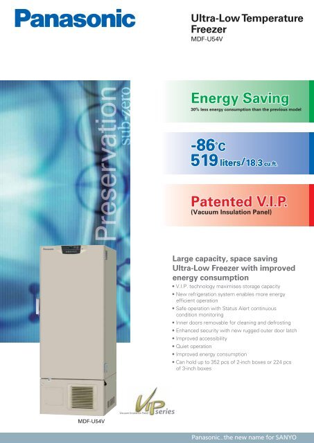 Ultra-Low Temperature Freezer MDF-U54V(408K) - Panasonic