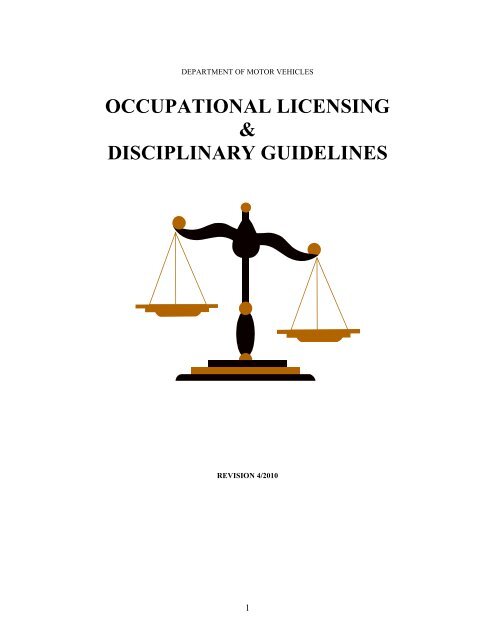 occupational licensing & disciplinary guidelines - California ...