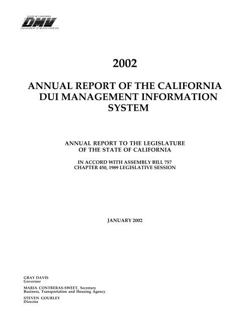 annual report of the california dui management information system
