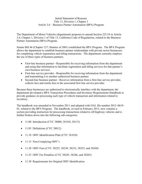 Business Partner Automation - California Department of Motor ...