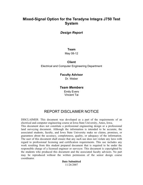 Final Report - Senior Design - Iowa State University