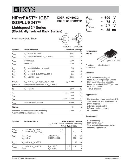 Data Sheet - IXYS Power