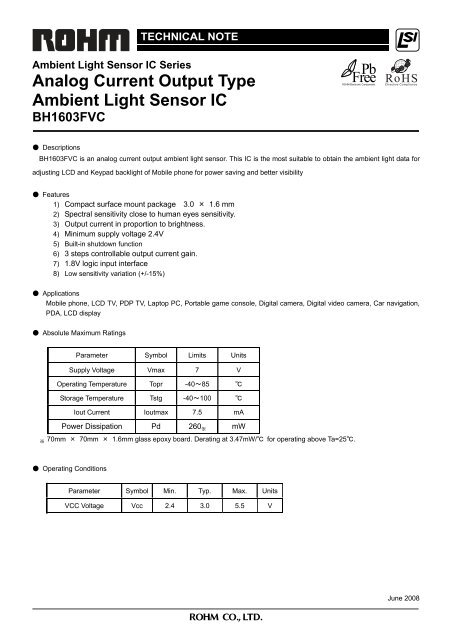 Analog Current Output Type Ambient Light Sensor IC - Farnell