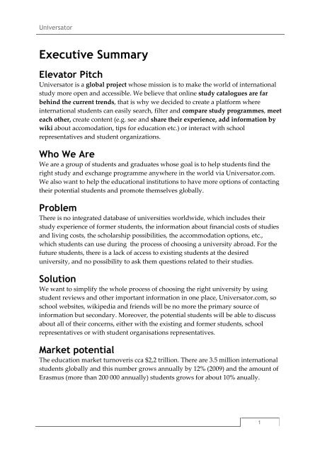 Executive Summary - European Student Startups