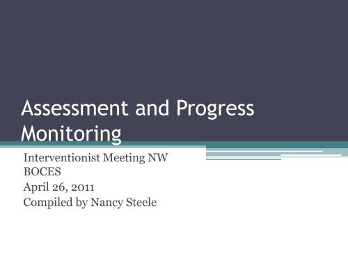 Assessment and Progress Monitoring