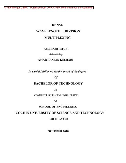 Dense Wavelength Division Multiplexing - DSpace at CUSAT ...