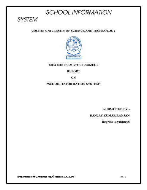 school information system - DSpace at CUSAT - Cochin University of ...